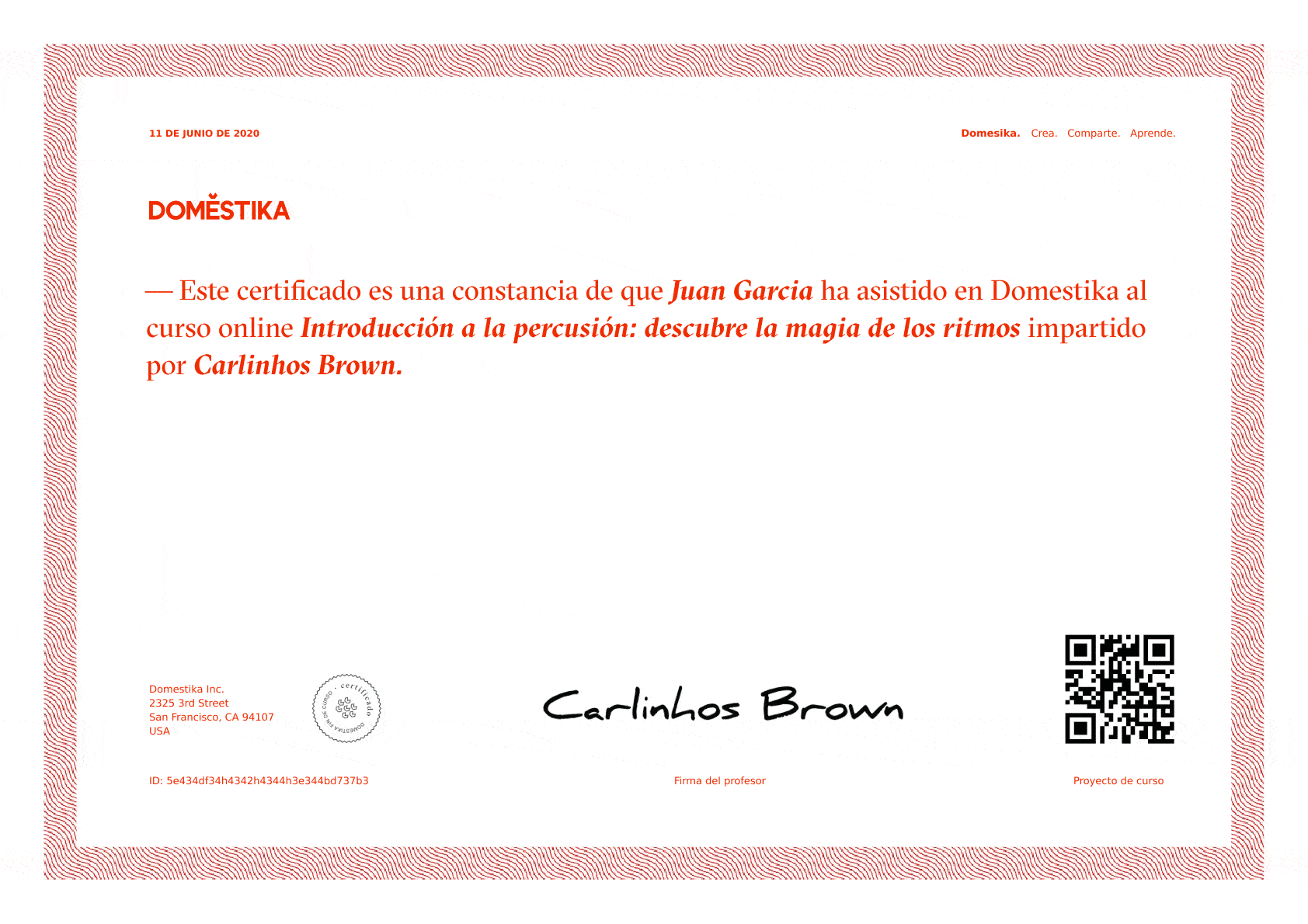 Certificado De Conocimiento Certificado De Conocimiento